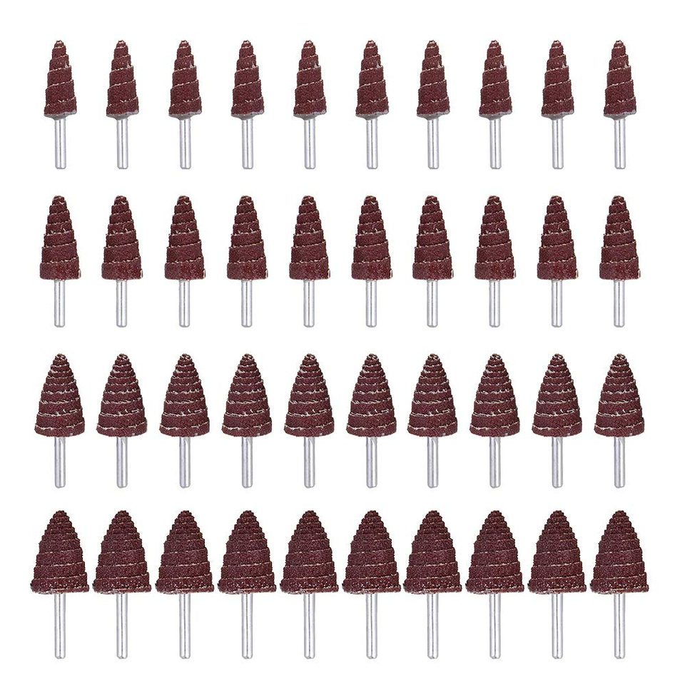 40 Pack 1/4" Shank 80 Grit Cone Shape Abrasive Sandpaper Flap Sanding ...