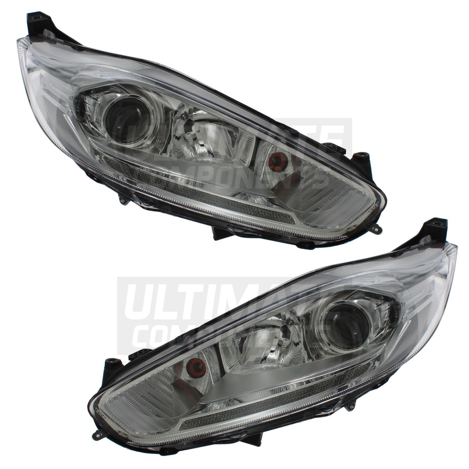 Ford Fiesta Headlights Mk7 Titanium 2012-2018 Headlamps With LED DRL 1 ...
