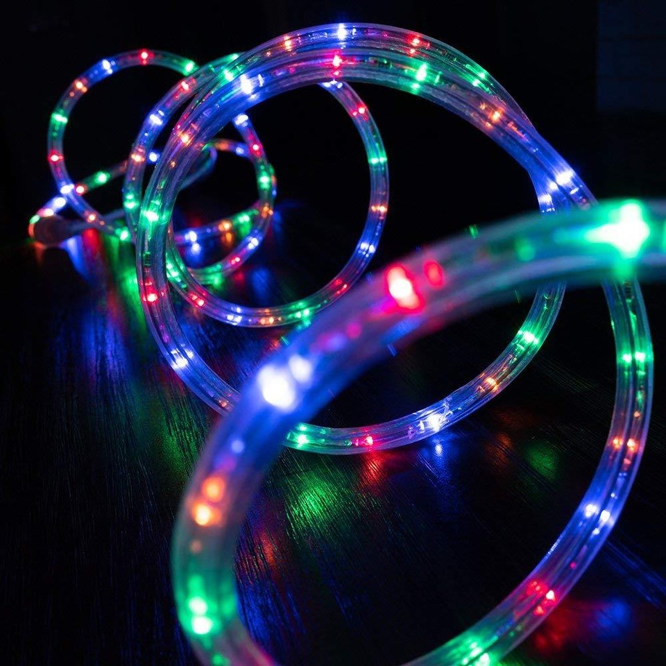 Multi-RGB Rope Light 10 20 25 50 100 150ft Connectable Indoor Outdoor ...