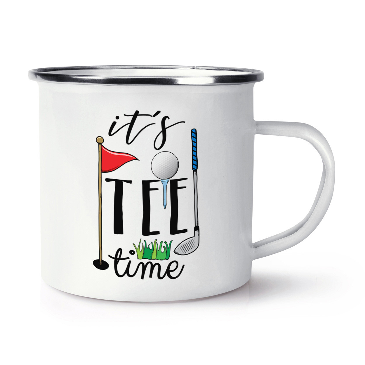 It's Tee Time Retro Enamel Mug Cup - Funny Golf Dad Father's Day Sport ...