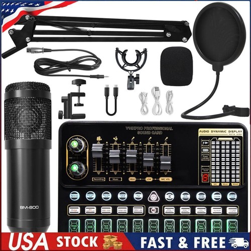 V10 Live Sound Card Set Condenser M800 Microphone Mobile Karaoke Live ...
