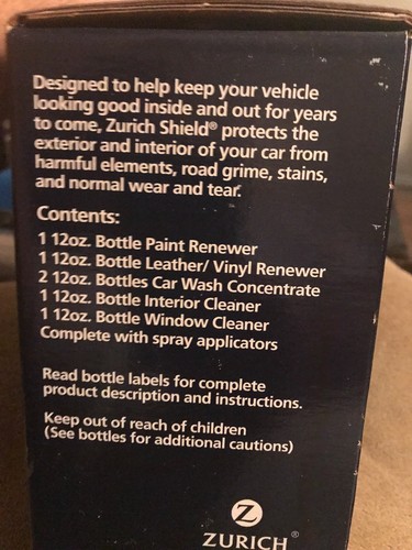 Zurich Shield Automotive Interior Exterior Customer Care Kit. New In ...