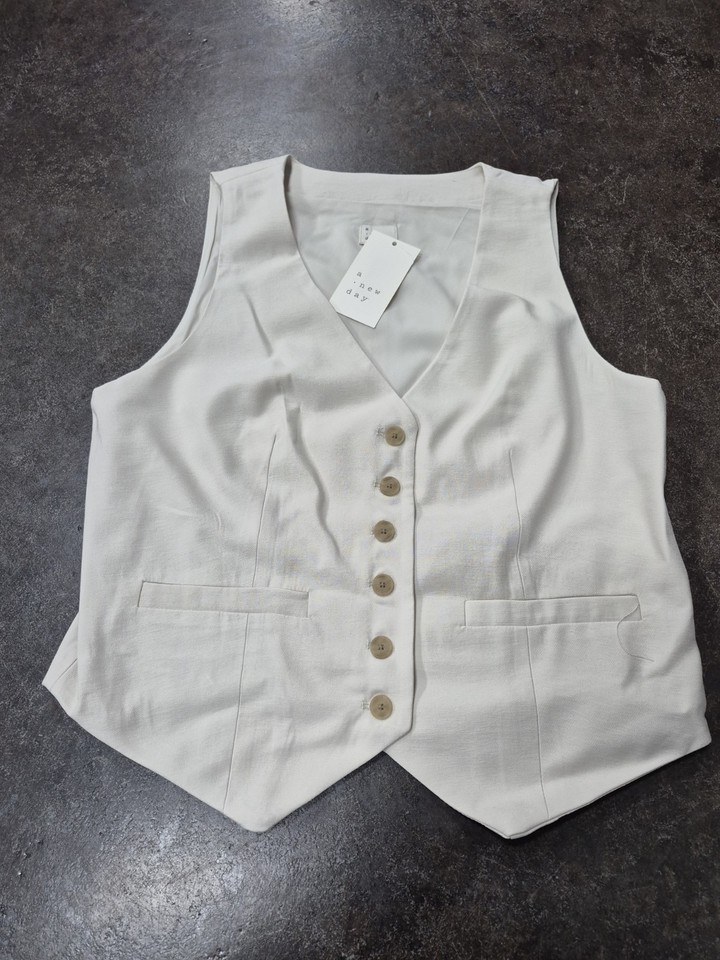 A New Day Women's Tailored Vest Cream White Tan Career Wear | eBay