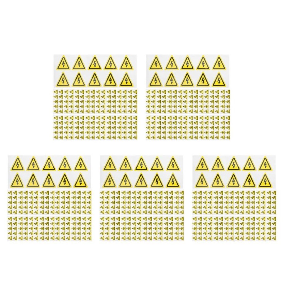 200pcs High Voltage Sign - Electrical Warning Stickers Yellow Triangle ...