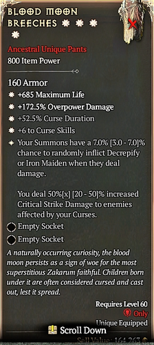 🔥Diablo 4 Eternal Realm ⭐ Blood Moon Breeches 4GA Max Roll Perfect | eBay