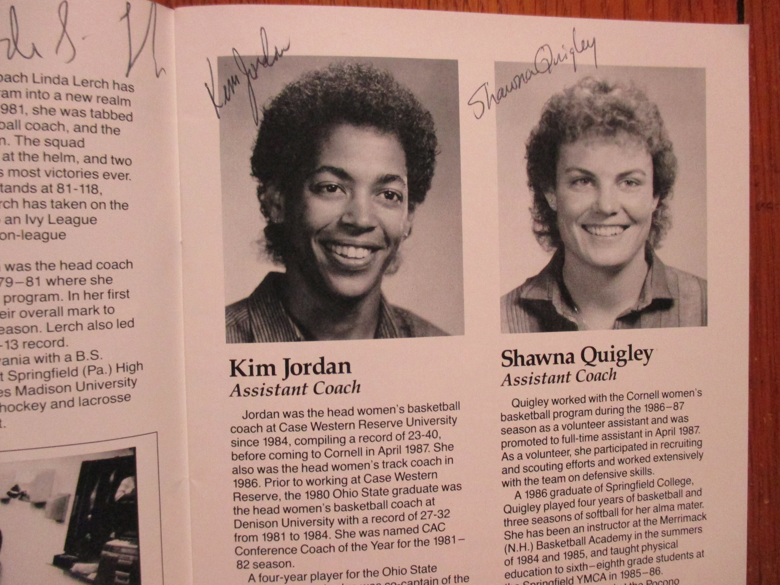 1987 Cornell Womens Basketball Guide(Sign-LINDA LERCH/KIM JORDAN/PATTI ...