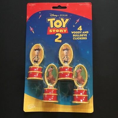 disney pixar TOY STORY 2 party toys - (4) WOODY & BULLSEYE CLICKERS ...