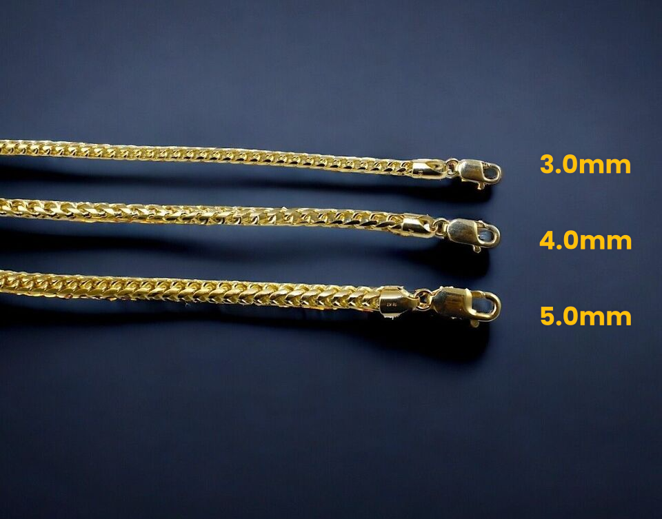 18K Yellow Gold SOLID Franco Round Box Chain Necklace Real Gold 2mm-5mm ...