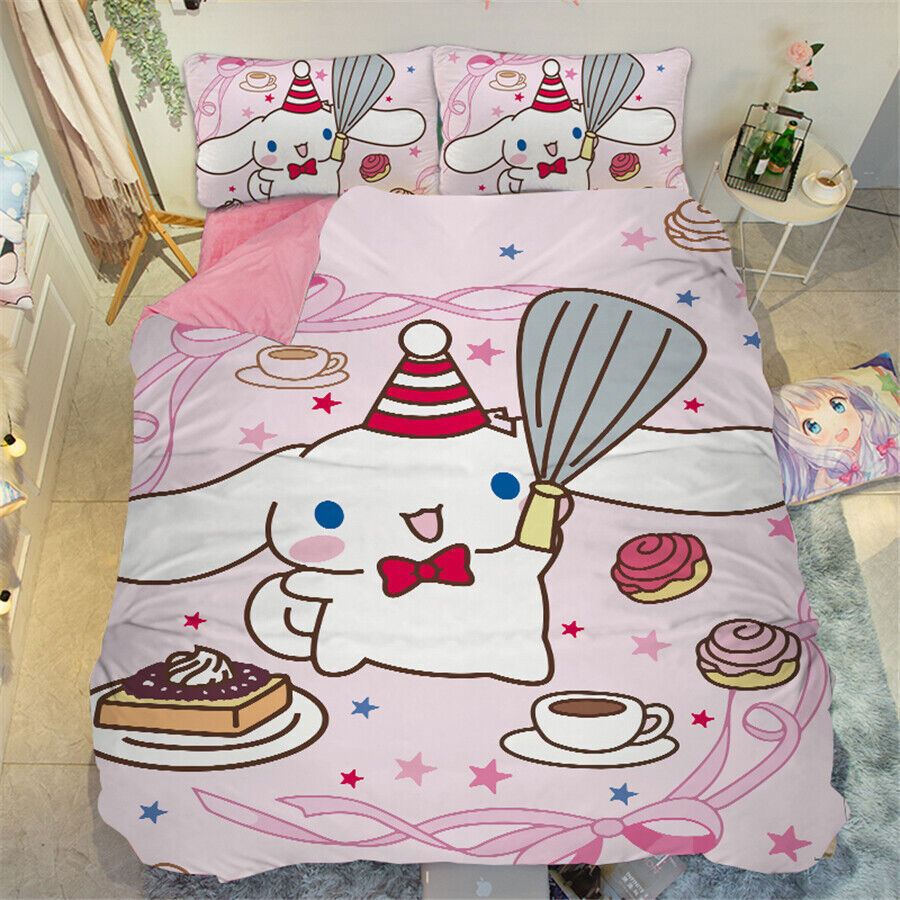 Cartoon Duvet Cinnamoroll Cover Bed Sheet Pillowcase Set for Twin Queen ...