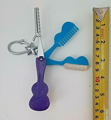 Disney Hannah Montana Plastic Guitar Keychain With Clip 3" Curling Iron ...