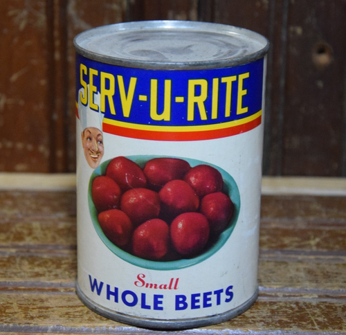 SERV-U-RITE BEETS BELGIUM WISCONSIN EMPTY TIN CAN SIGN KITCHEN DECOR ...