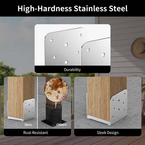 2pcs 8×8 Post Base, Adjustable Pillar Bracket, Stainless Steel Deck ...