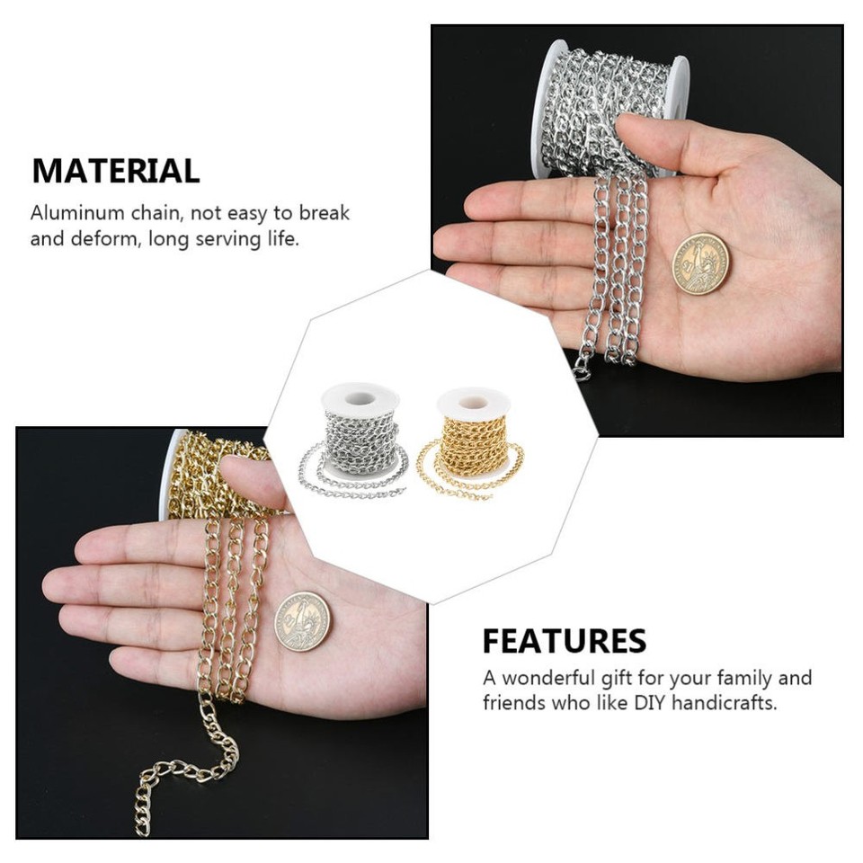 2 Rolls Aluminium Curb Chain DIY Necklace Link Chain DIY Jewelry Making ...