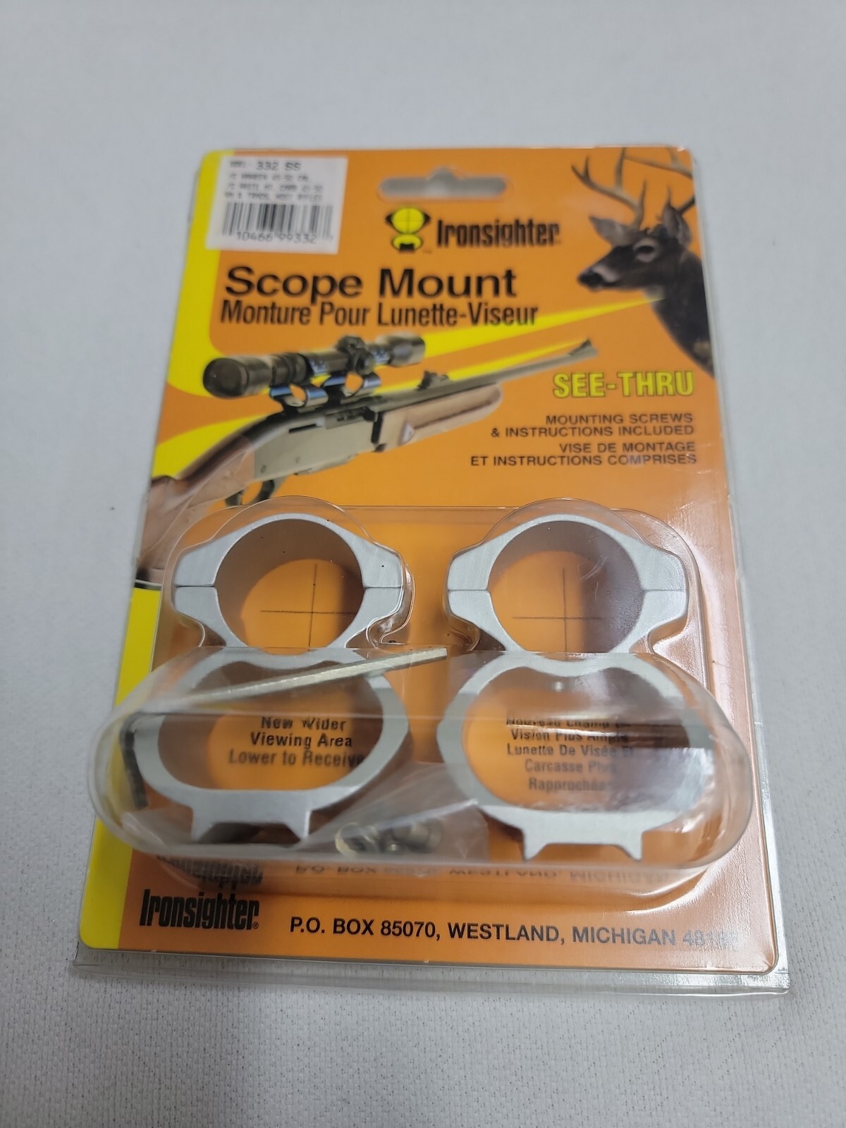 Ironsighter See-Thru Scope Mount 332 SS Thompson Center Hawken/ White ...