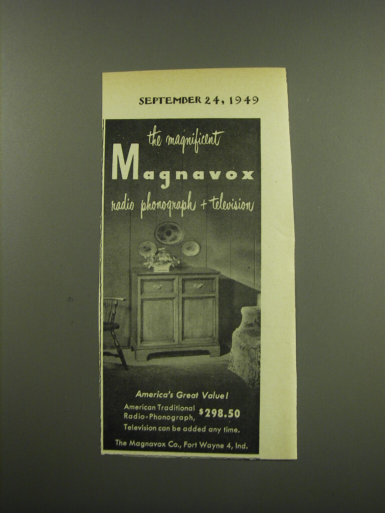 1949 Magnavox Radio-Phonograph + Television Ad - The magnificent ...