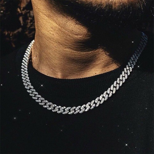 Men Cuban Chain Hip Hop Diamond Cut Shiny Rapper Bling iced Out ...