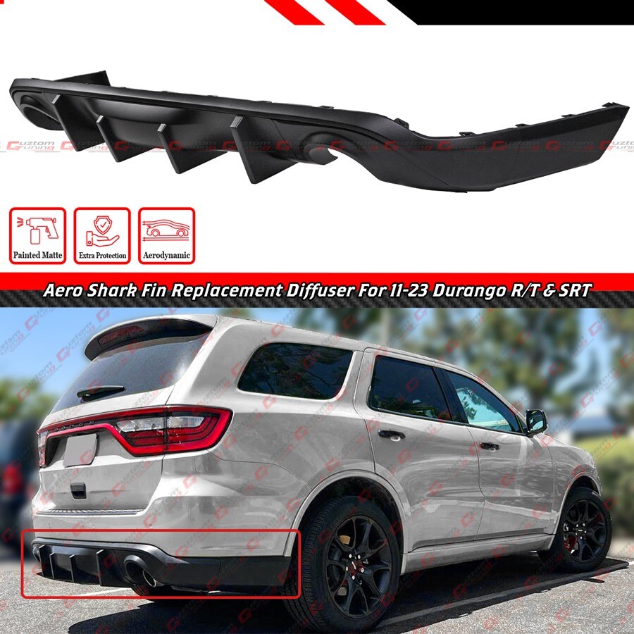 FOR 2011-2025 DODGE DURANGO R/T SRT V2 MATT BLACK SHARK FIN REAR BUMPER ...