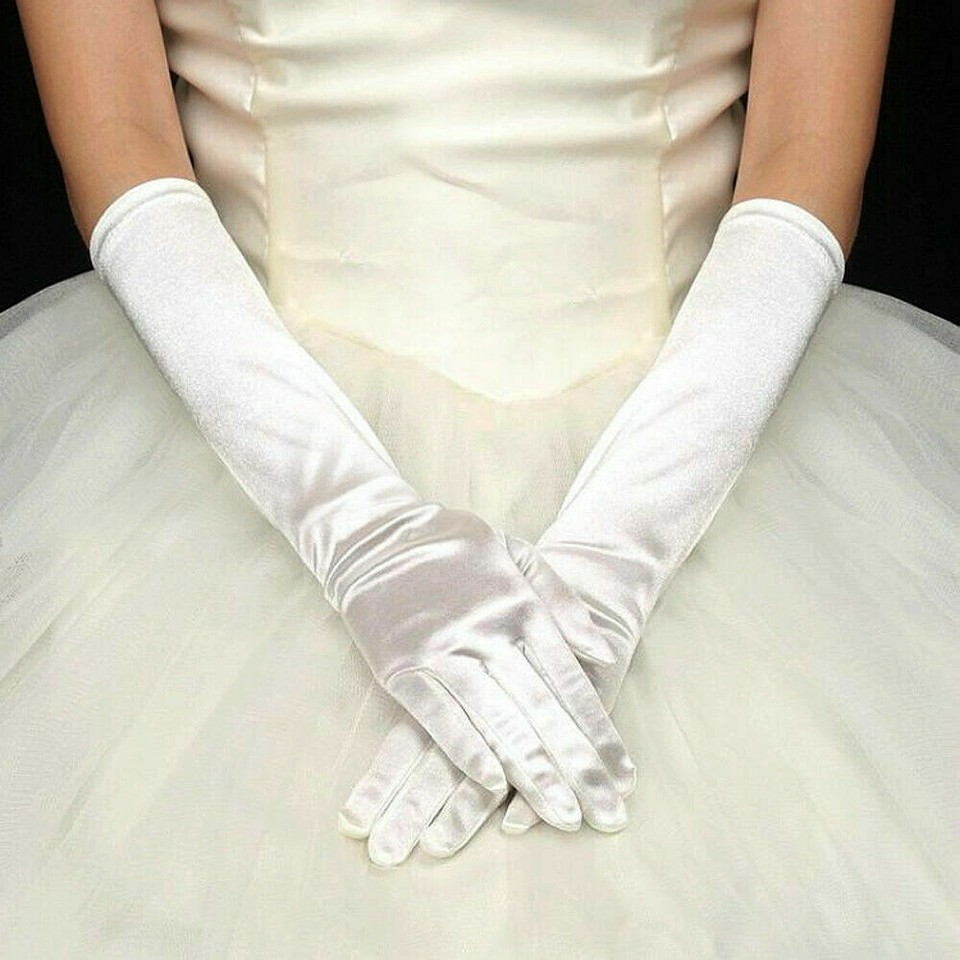 Women's Satin Long Gloves Opera Wedding Bridal Evening Party Prom ...