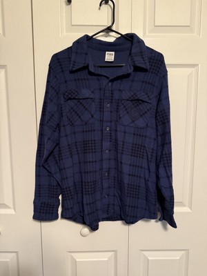 Victoria's Secret PINK Navy Blue Plaid Reverse Fleece Shacket ~ EXTRA ...