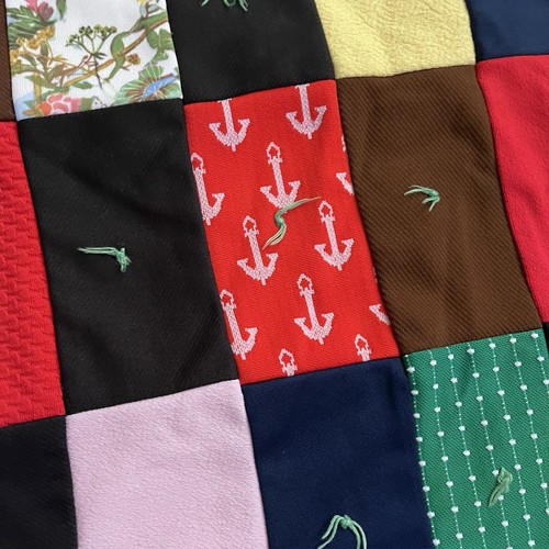 Vintage Patchwork Polyester Fabrics Quilt Cotton Back 80”x88” | eBay