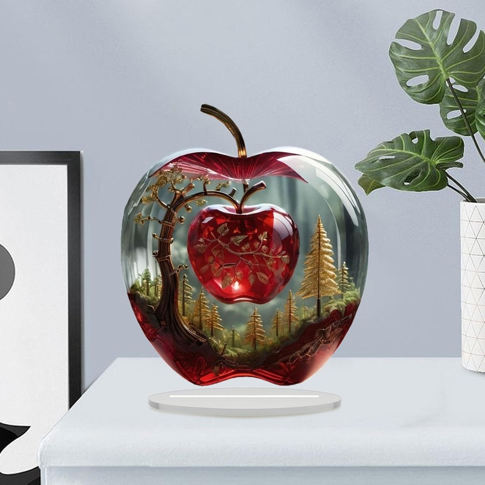 2D Apple Shape Plaque Table Sign 6.5x7.8inch Lightweight Decorative ...