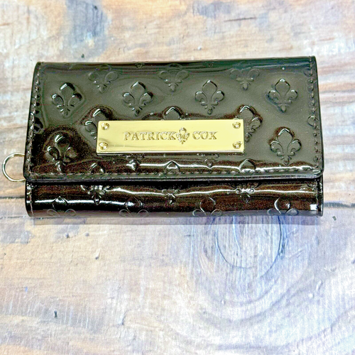 Patrick Cox Tri-fold Brown Patent Leather Key Wallet Women's Fleur de ...
