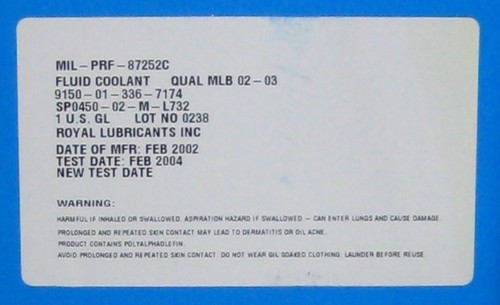 Anderol ROYCO 602 Royal Lubricants Mil-prf-87252c Coolant Fluid - 1 ...