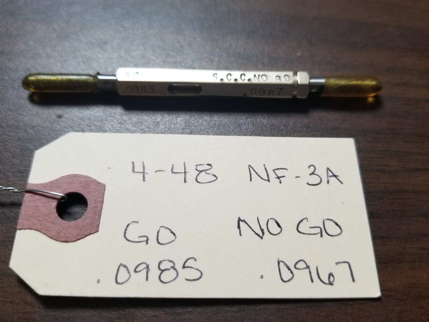 S.C.C. 4-48 NF-3A Set Plug Gage GO .0985 & NO GO .0967 1E-1835-Y8 | eBay