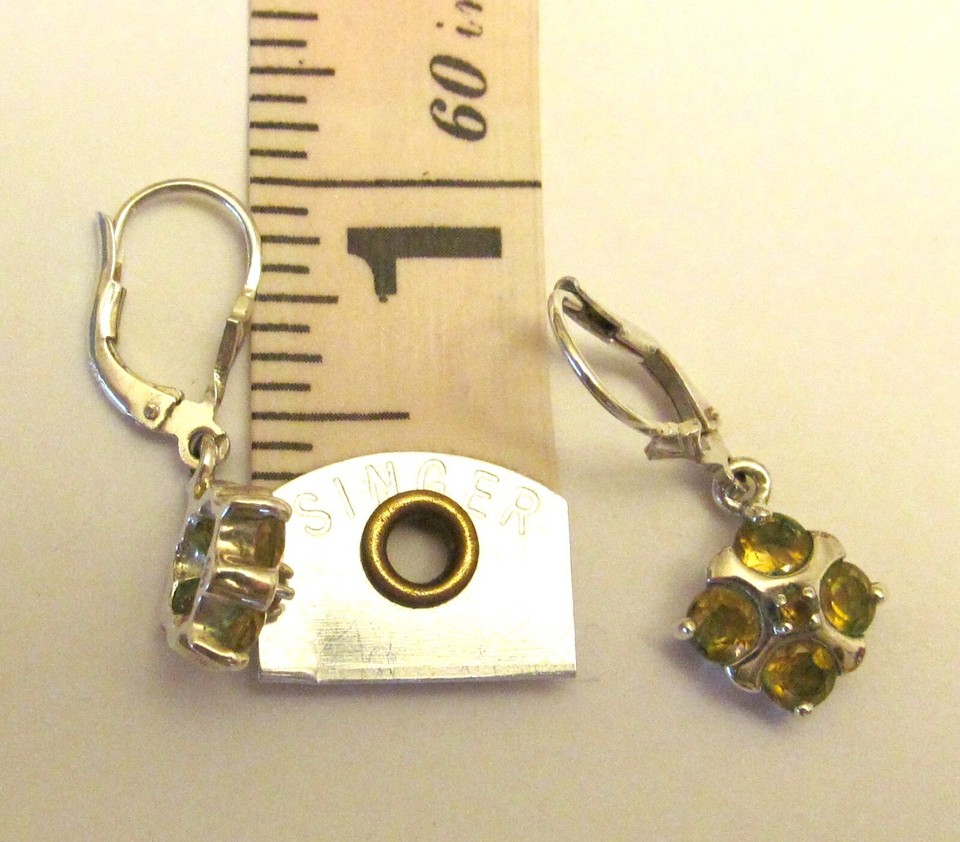 CNA 925 Thailand VINTAGE Yellow Citrine Floral Drop Dangle Leverback ...