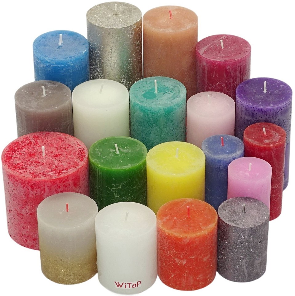 6 kg Rustic Stumpenkerzen Set Kerzen Paket Mix Rustik gemischt nach ...