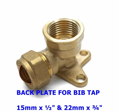 15mm x ½" & 22mm x ¾"COMPRESSION FEMALE OUTSIDE TAP WALL PLATE ELBOW ...