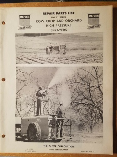 Vintage Oliver Row Crop & Orchard Sprayers Repair Parts Catalog | eBay