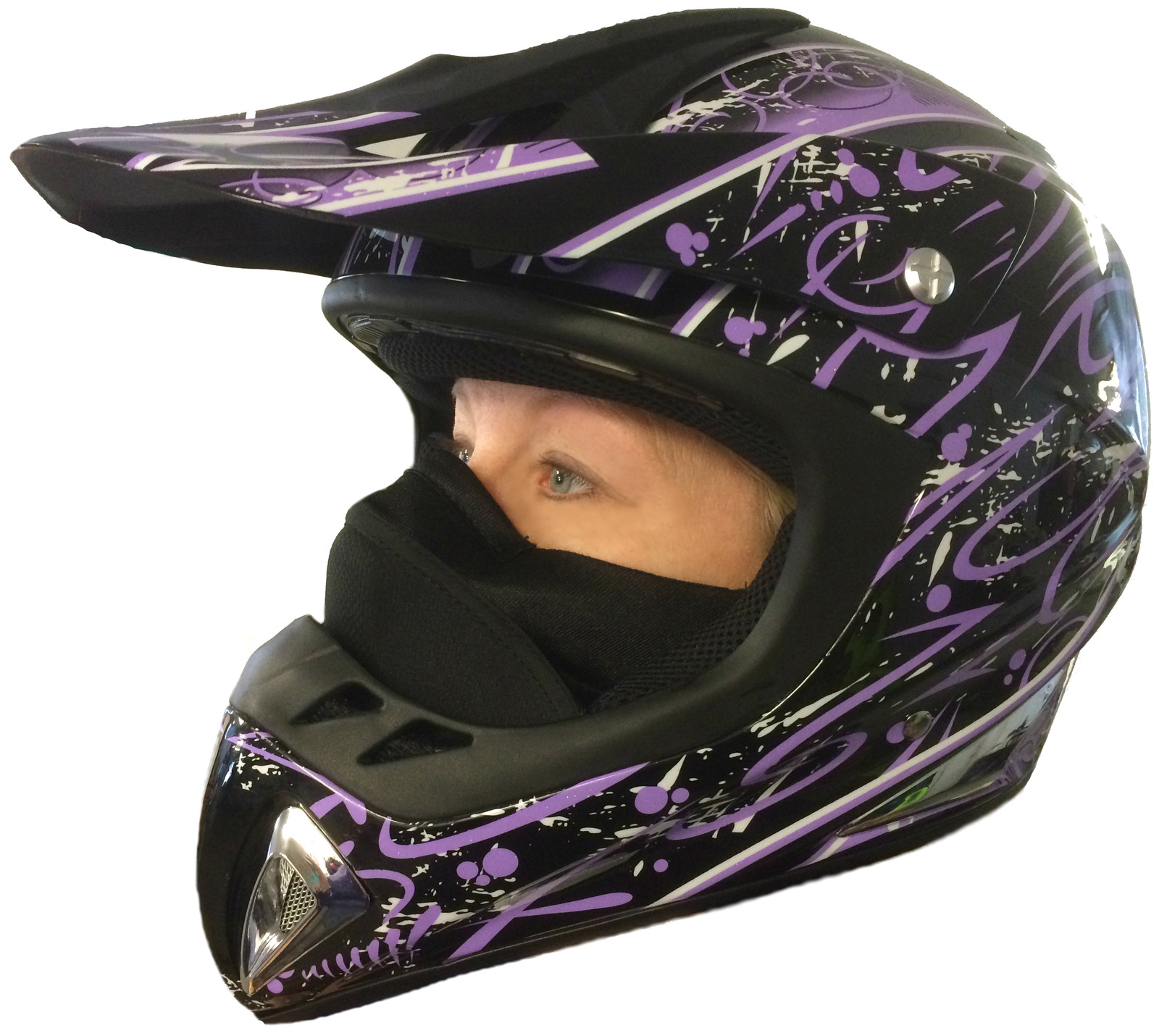 Snowmobile Helmet Snocross Blue Splatter Breath Box Adult DOT Snow Open ...