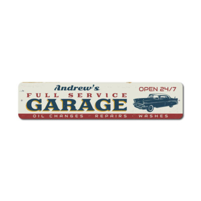Personalized Car Full Service Garage Sign Custom Owner Name Aluminum ...