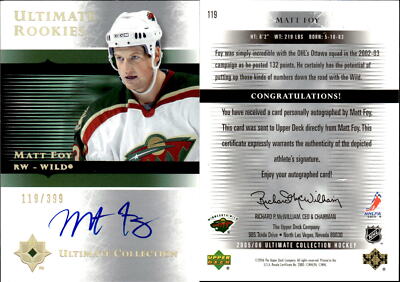2005-06 Ultimate Collection #119 Matt Foy AU RC Auto/399 - NM-MT | eBay