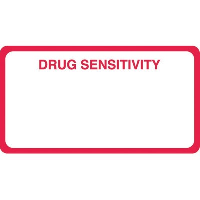 Allergy Warning Labels, DRUG SENSITIVITY - Blue/White, 3-1/4" X 1-3/4 ...