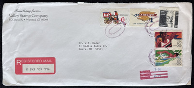 1965-83 US Registered Mail W/Multiple Postage & AirPost Stamps Used | eBay