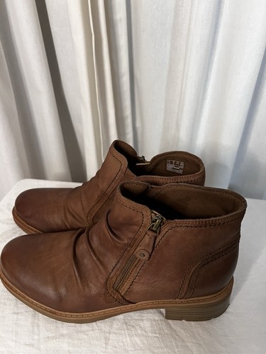 Clark’s Women’s Brown Leather Zip Ankle Boots Sz 10 | eBay