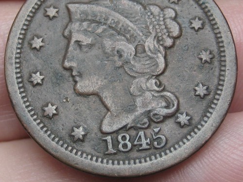 1845 Braided Hair Large Cent Penny- VF Details | eBay