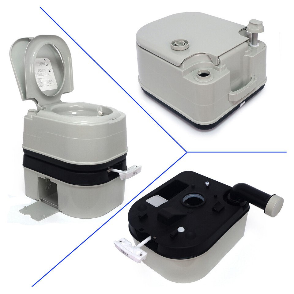 24L 6.3 Gallon Advanced Portable Toilet Flush Camping Travel Piston ...