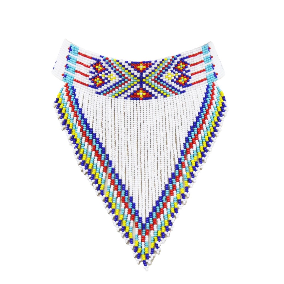 NATIVE STYLE HANDMADE BEADED CHOKER STATEMENT NECKLACE EARRINGS SET | eBay