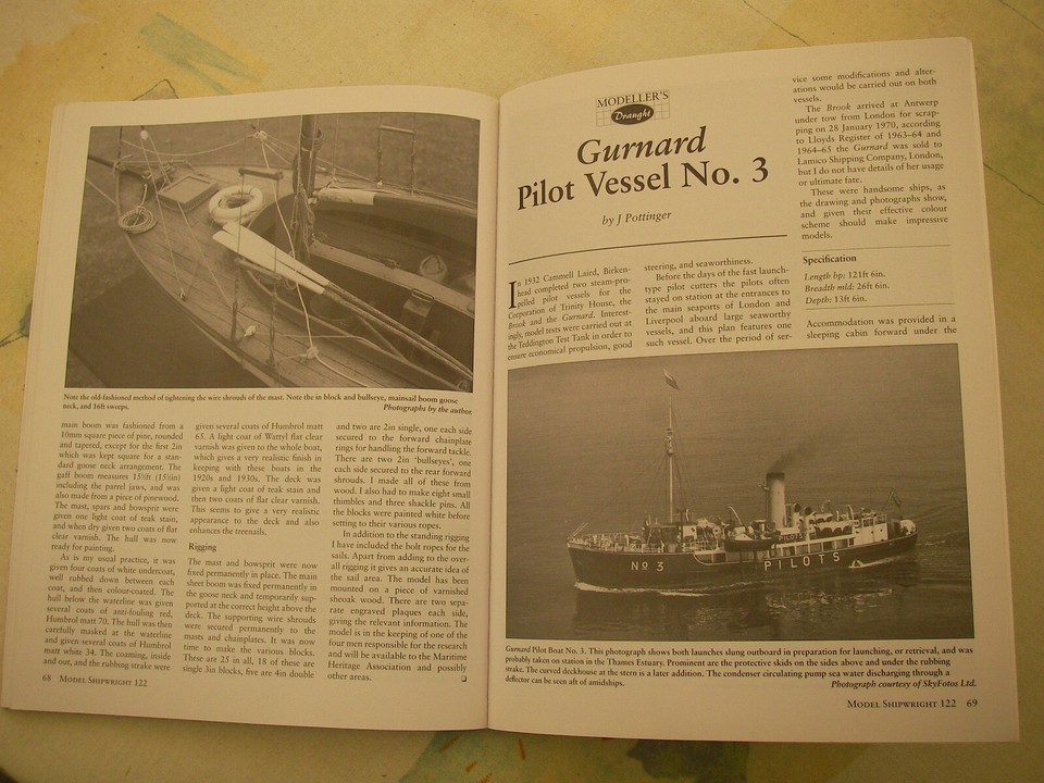 Modellers draught plans Gurnard scale pilot boat + Model Shipwright no ...