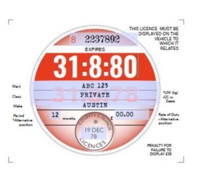 1980 -1989 Reproduction tax disc CAR/Motorcycle X2 Free post same day ...