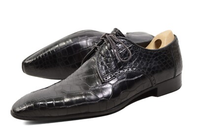 4450$ ZILLI SHOES derby Genuine Crocodile Italy UK7.5 / US8.5 men ...