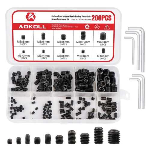 200Pcs Socket Set Screw Internal Hex Drive Cup Point Allen Grub Screws ...