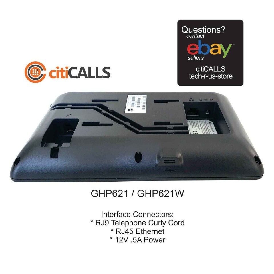 Grandstream GS-GHP621 Black Desktop Hotel Phone 2 SIP Profiles 2 Lines ...