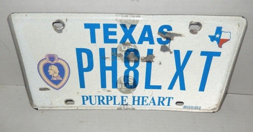 Vintage Texas License Plate Purple Heart Hologram Code | eBay