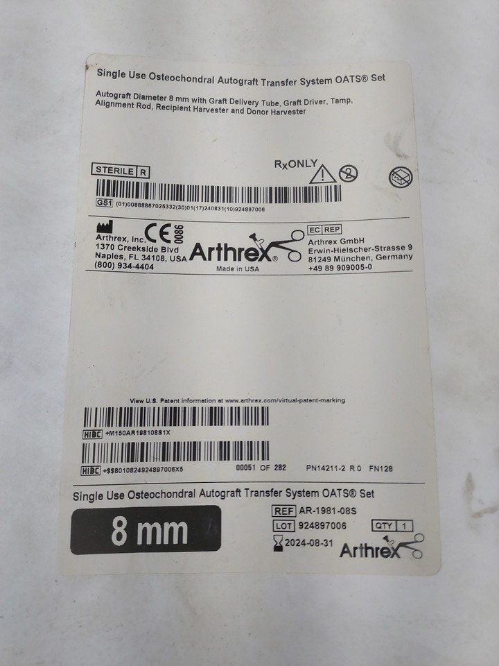 Arthrex Surgical Orthopedic Autograft Transfer System OATS Kit Ref: AR ...