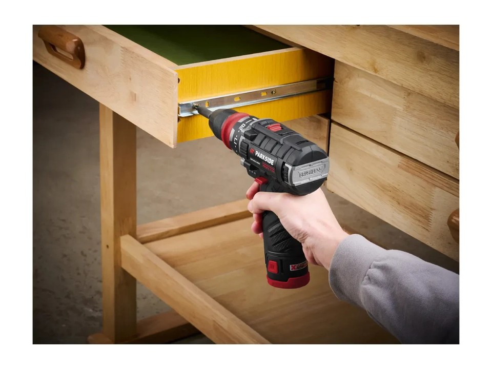 Parkside Performance 12V Cordless Drill & Impact Driver Set 2 Batteries ...