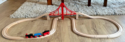 BRIO Wooden Railroad Suspension Bridge Train Set & Track 33125 Thomas ...